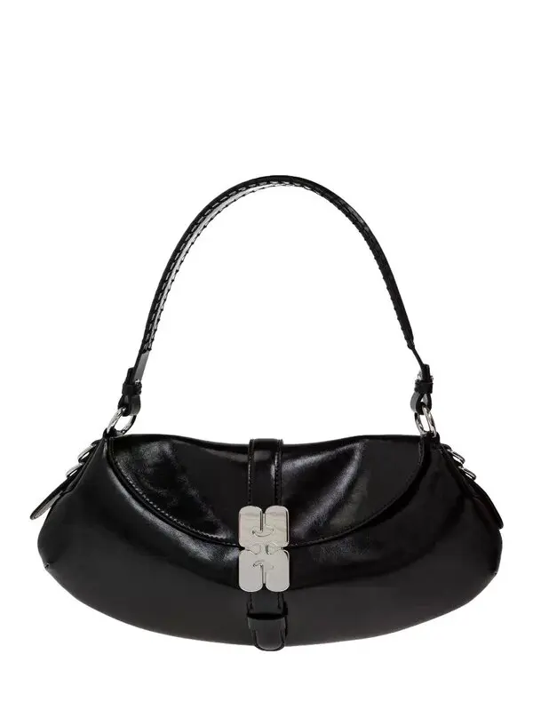 GANNI Logo-buckle Shoulder Bag - Black