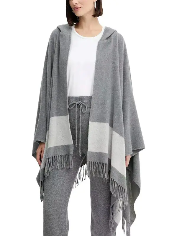 Liviana Conti Hooded Fringed-hem Poncho - Grey