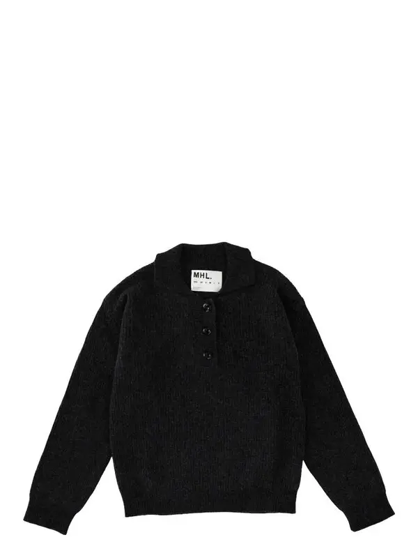 MARGARET HOWELL Button Collar Polo Shirt - Black