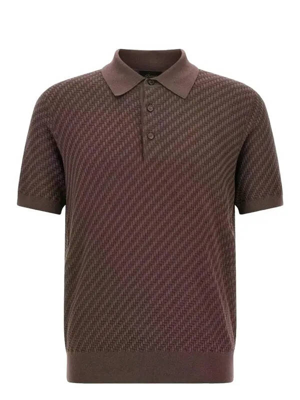 Brioni Patterned-jacquard Polo Shirt - Brown