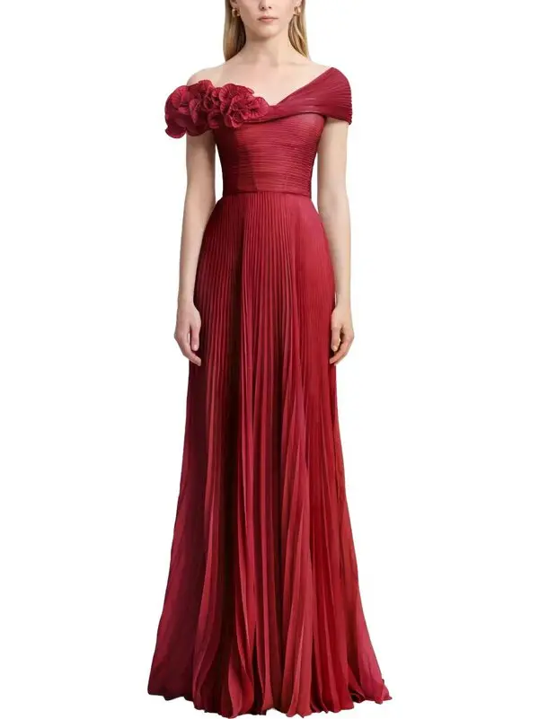 GEMY MAALOUF Chiffon Corset Gown - Red
