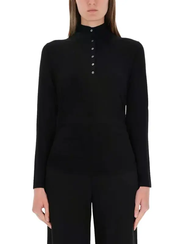 Theory Buttoned Turtleneck Sweater - Black