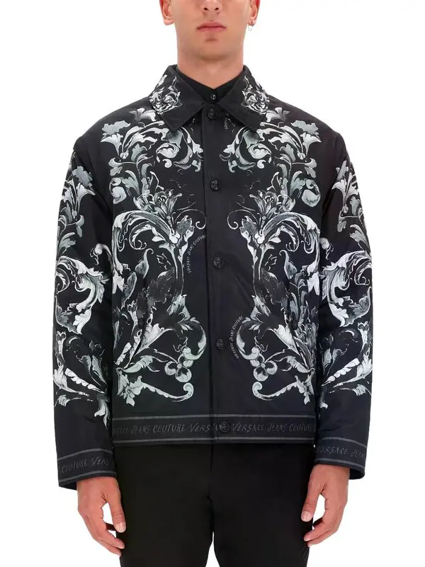 Versace Buttoned Baroque Print Jacket - Black