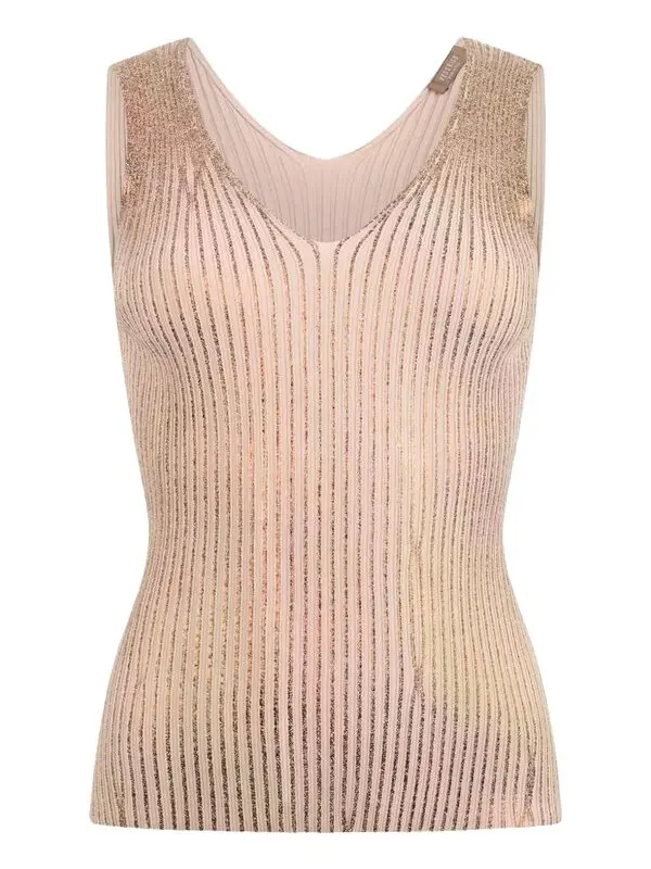 Peserico Metallic V-neck Top - Neutrals