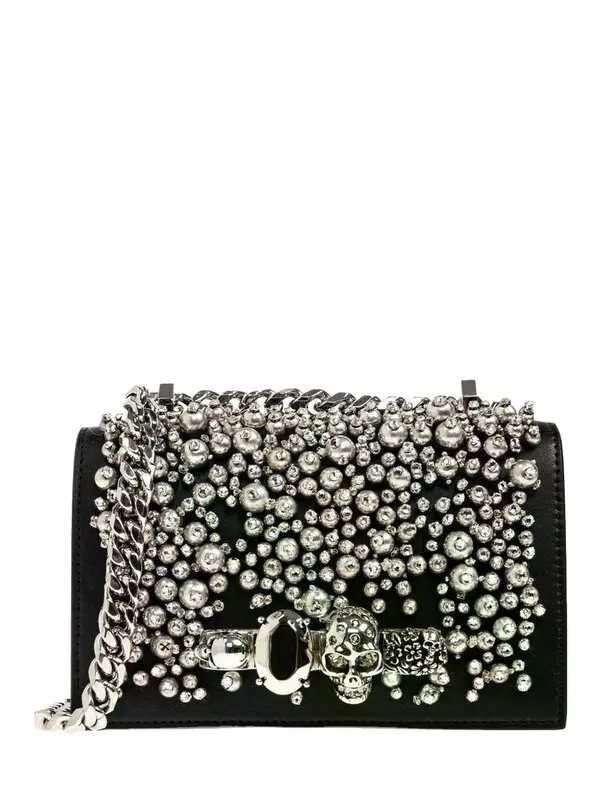 Alexander McQueen Jewelled Skull Chain Cross Body Bag - Black