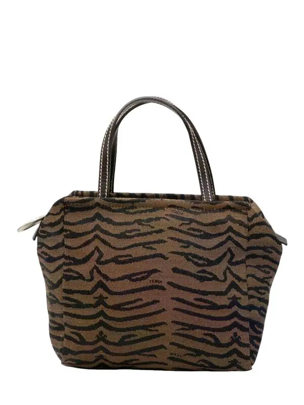 Fendi 2000-2010 Canvas Zebra Print Handbag - Brown