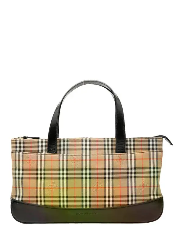 Burberry Haymarket Check Canvas Handbag - Brown