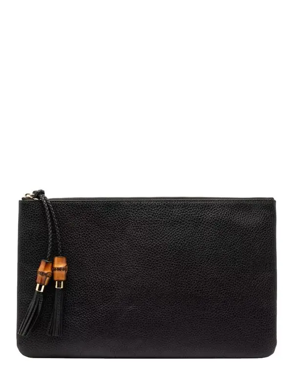 Gucci Calfskin Bamboo Tassel Clutch - Black