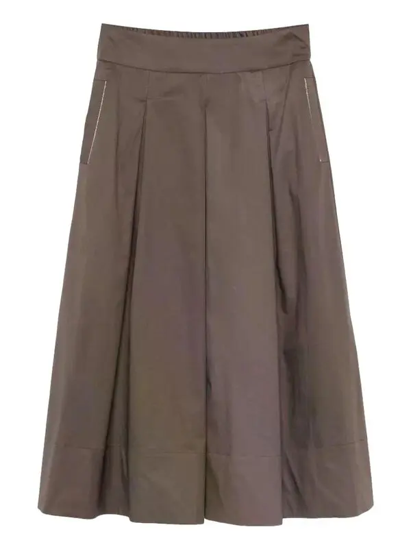 Peserico Pleated A-line Midi Skirt - Brown
