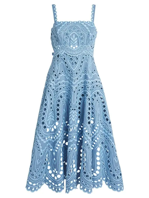 Charo Ruiz Ibiza Cotton-blend Glimmer Midi Dress - Blue