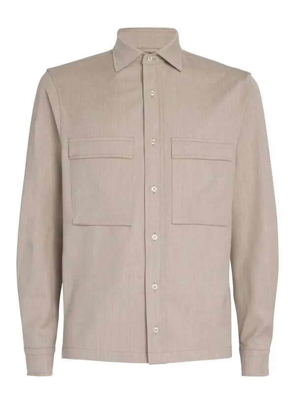 Paul & Shark Wool-silk-linen-blend Overshirt - Beige
