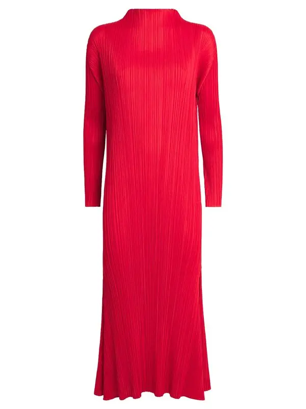 Issey Miyake Long-sleeve Midi Dress - Red