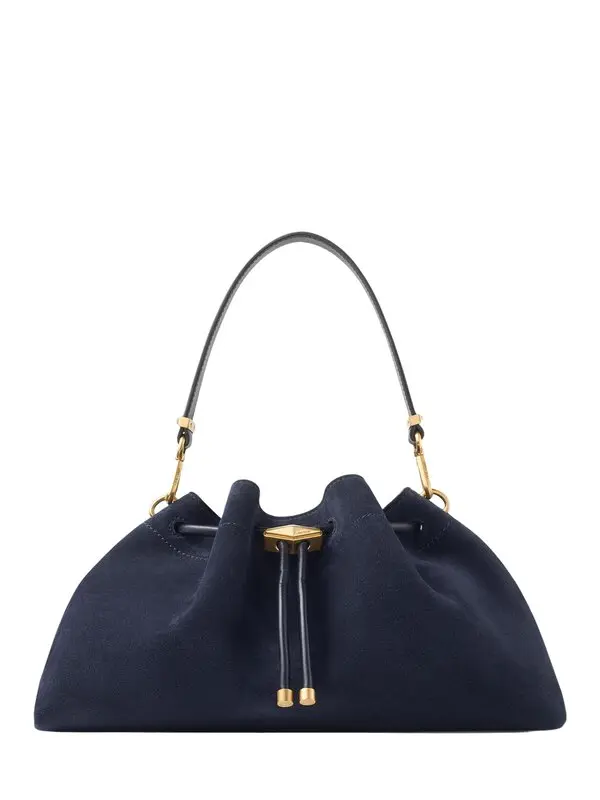 JIMMY CHOO Medium Suede Cinch Shoulder Bag - Blue
