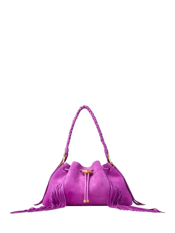 JIMMY CHOO Suede Cinch Shoulder Bag - Purple