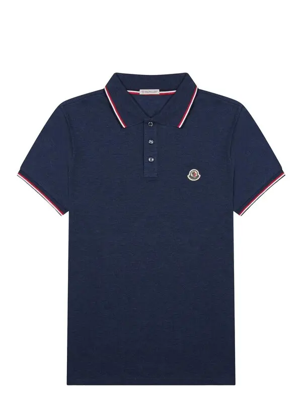 Moncler Polo With Logo Patch - Blue