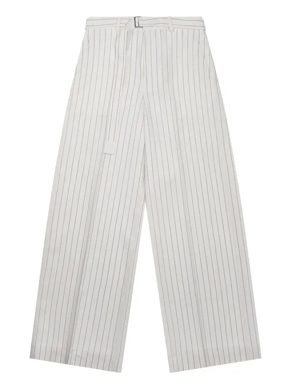 Sacai Pinstripe Wide-leg Trousers - White
