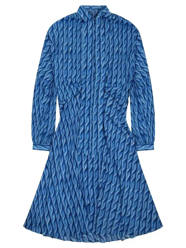 Balenciaga Printed Midi Shirt Dress - Blue