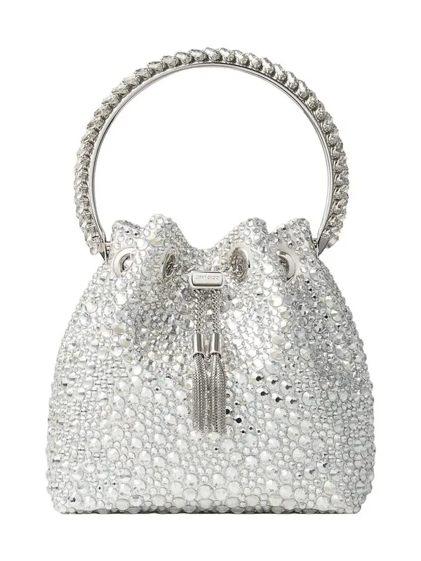 JIMMY CHOO Embellished Bon Bon Top-handle Bag - White