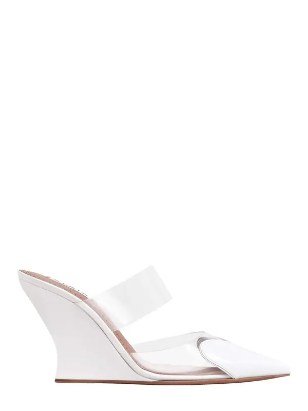 Alaïa Leather-pvc Le Coeur Wedge Mules 90 - White