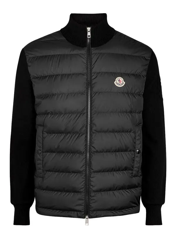 Moncler Quilted Cotton And Shell Jacket - Black