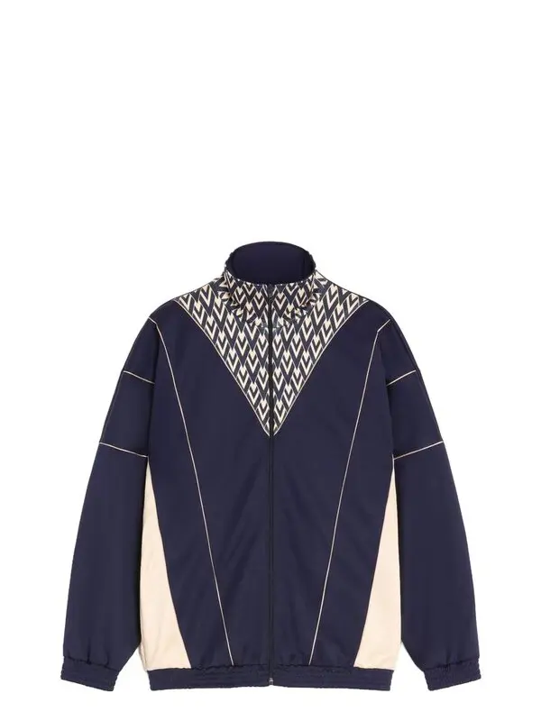 Valentino Garavani Acetate Zip-up Sweatshirt With Inlaid Print - Blue/butter
