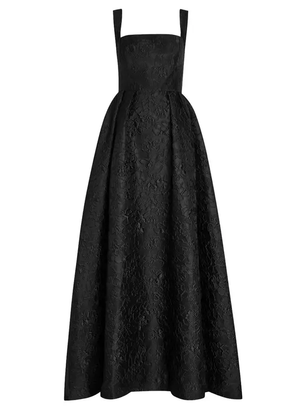 Rebecca Vallance Esther Floral-jacquard Cloqué Gown - Black