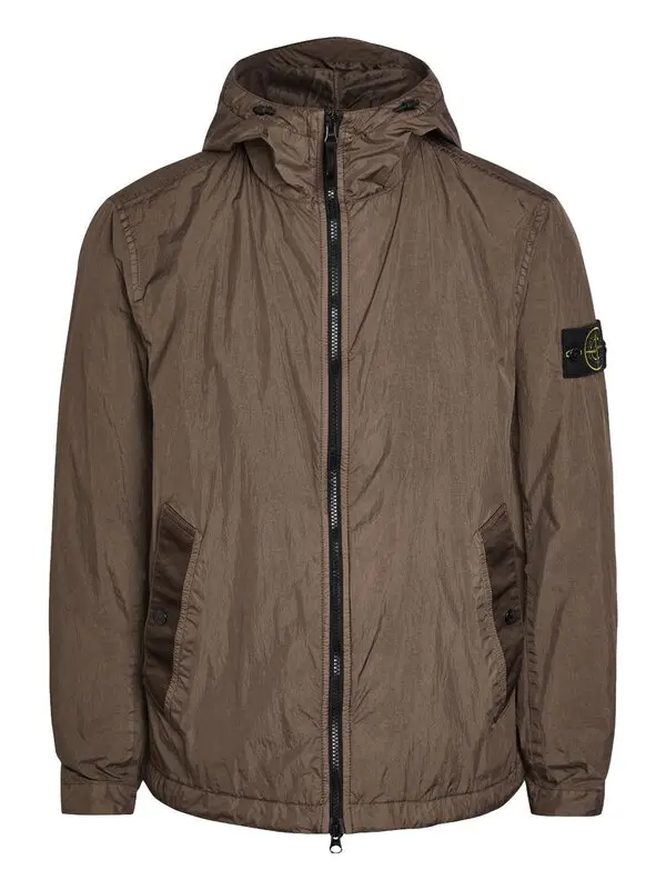 Stone Island Hooded Crinkled Shell Jacket - Burgundy