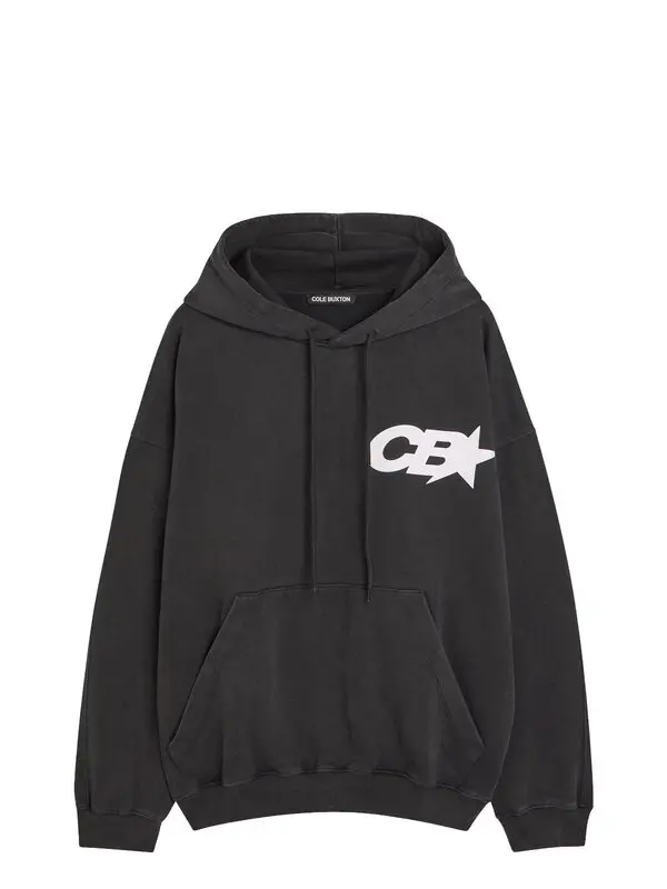 COLE BUXTON Star Racing Printed Cotton Hoodie - Black