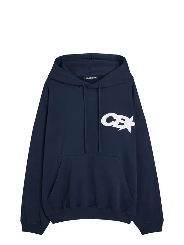 COLE BUXTON Star Racing Printed Cotton Hoodie - Navy
