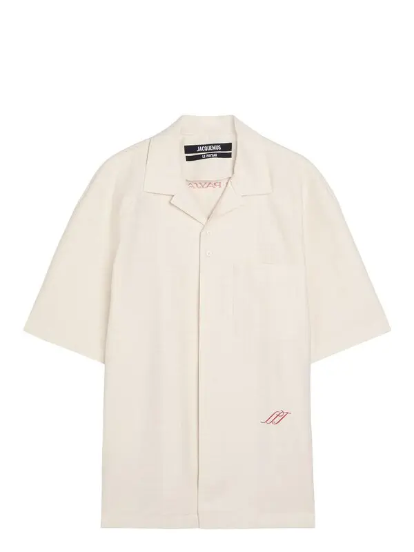 Jacquemus La Chemise Romarin Logo-embroidered Cotton-blend Shirt - Off White
