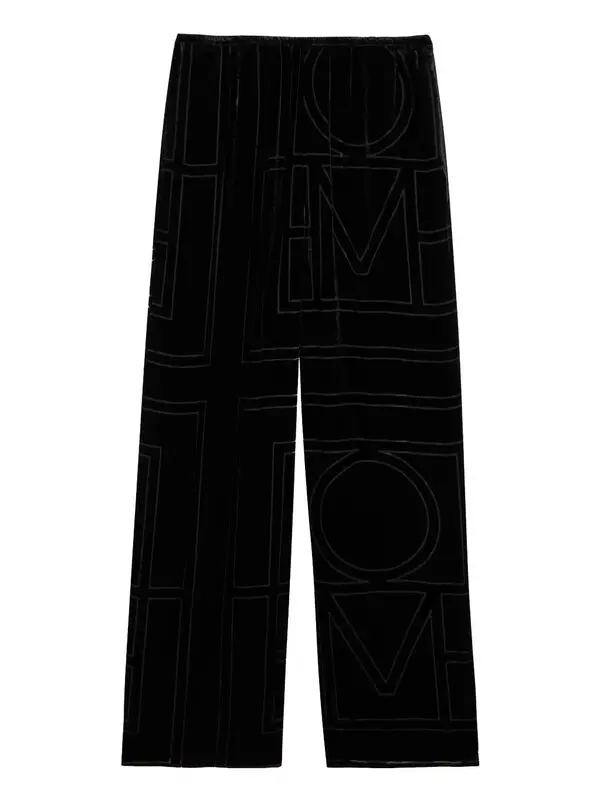 TOTEME Monogram Devore Velvet Pyjama Trousers - Black