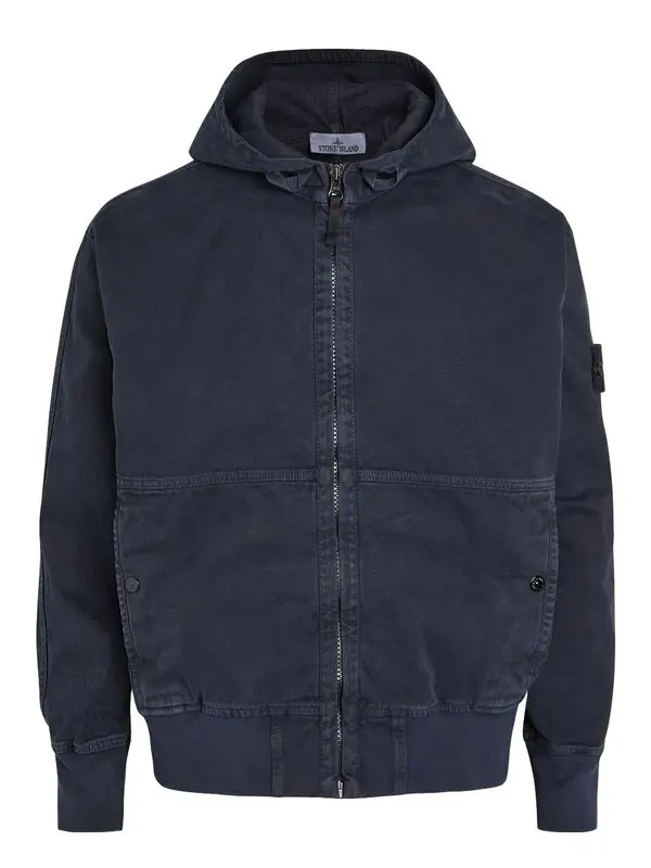 Stone Island Hooded Canvas Jacket - Navy