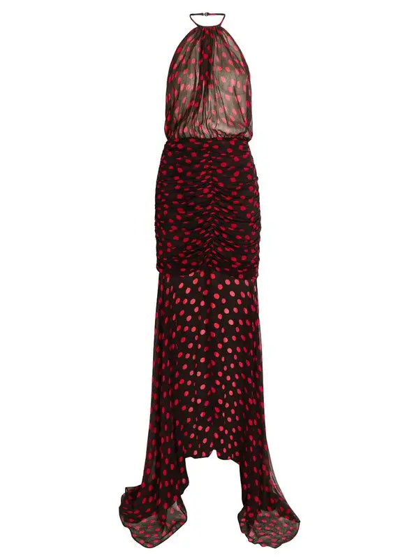Ronny Kobo Lovisa Polka-dot Chiffon Midi Dress - Black Red