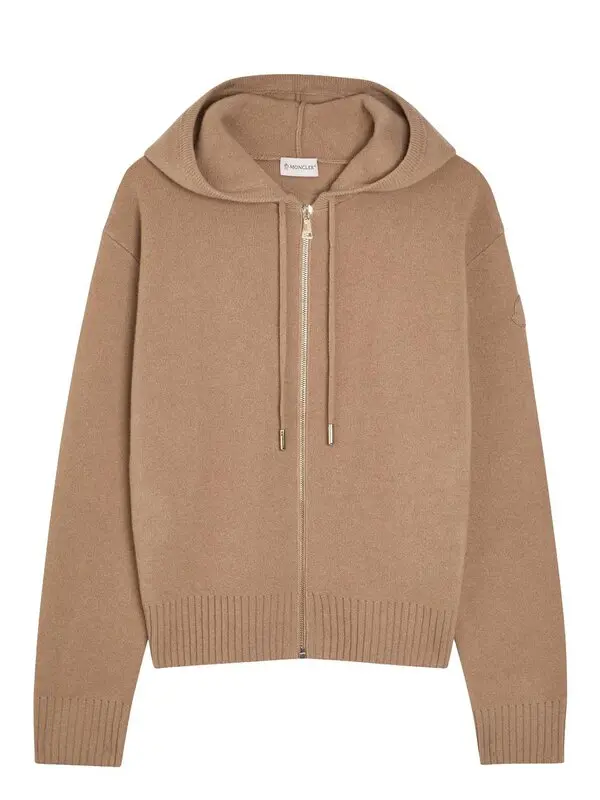 Moncler Hooded Wool And Cashmere-blend Cardigan - Cream