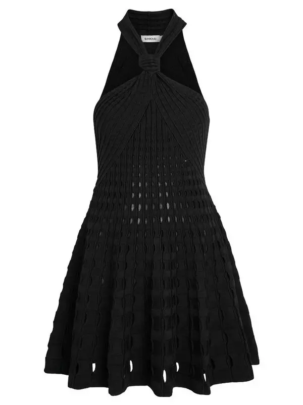 Simkhai Jenna Textured Cut-out Knit Mini Dress - Black
