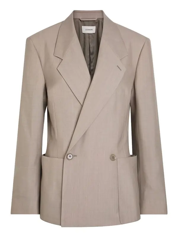 LEMAIRE Double-breasted Woven Blazer - Taupe