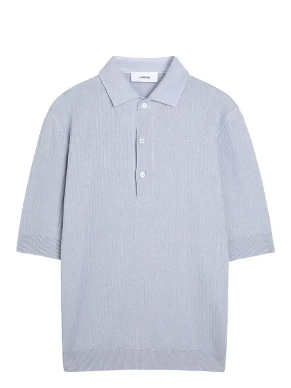 LARDINI Ribbed Linen-blend Polo Shirt - Light Blue