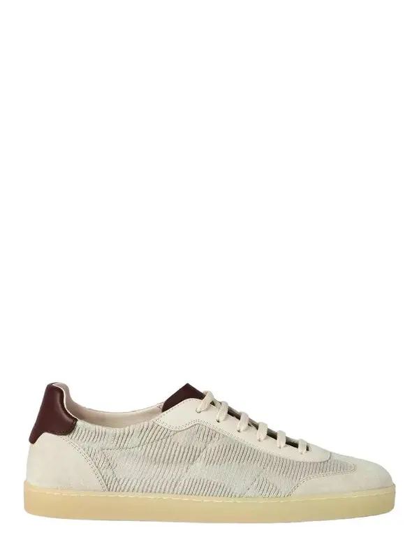 Brunello Cucinelli Knitted Lace-up Sneakers With Suede And Calfskin Accents - Blue