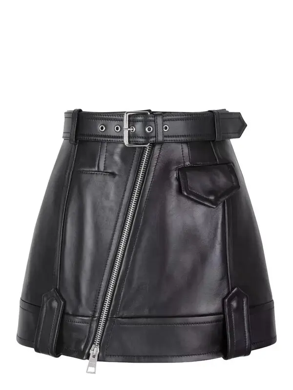 Givenchy Leather Mini Skirt With Belt - Black