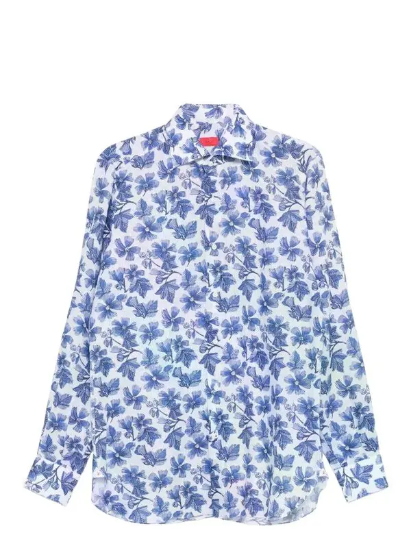 Isaia Floral-pattern Long-sleeve Shirt - White