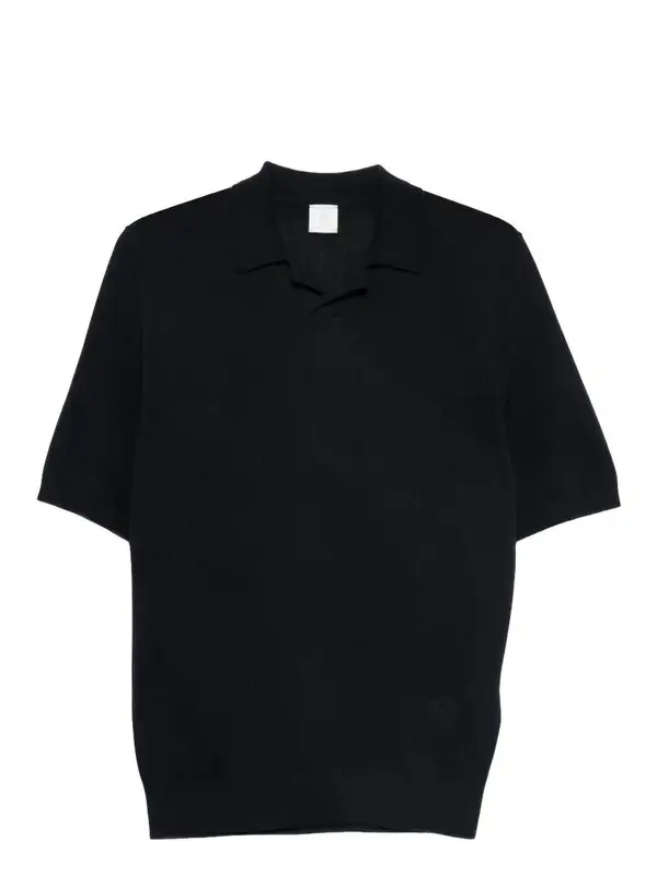 Eleventy Knitted Cotton Polo-collar T-shirt - Blue