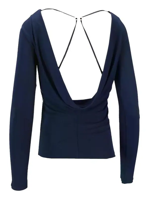 Elisabetta Franchi Gathered-detail Long-sleeved Blouse - Blue