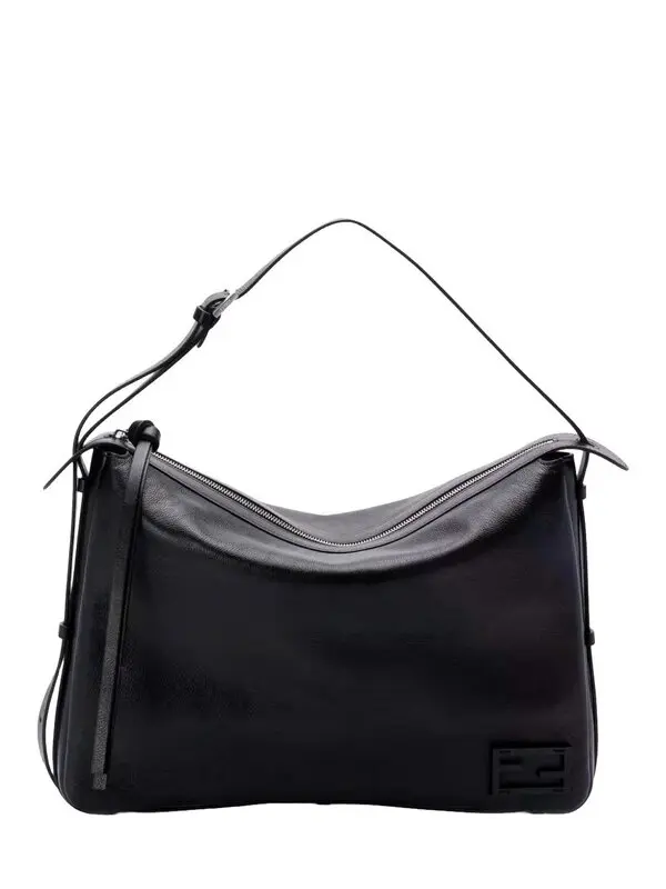 Fendi Grained Leather Shoulder Bag - Black