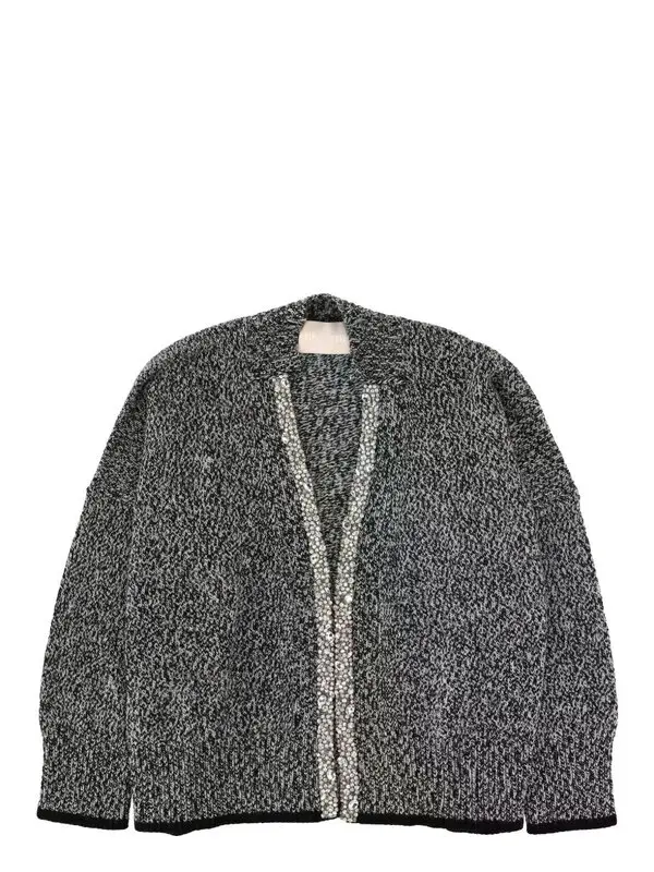 CIRCUS HOTEL Sequin Trim Cardigan - Grey