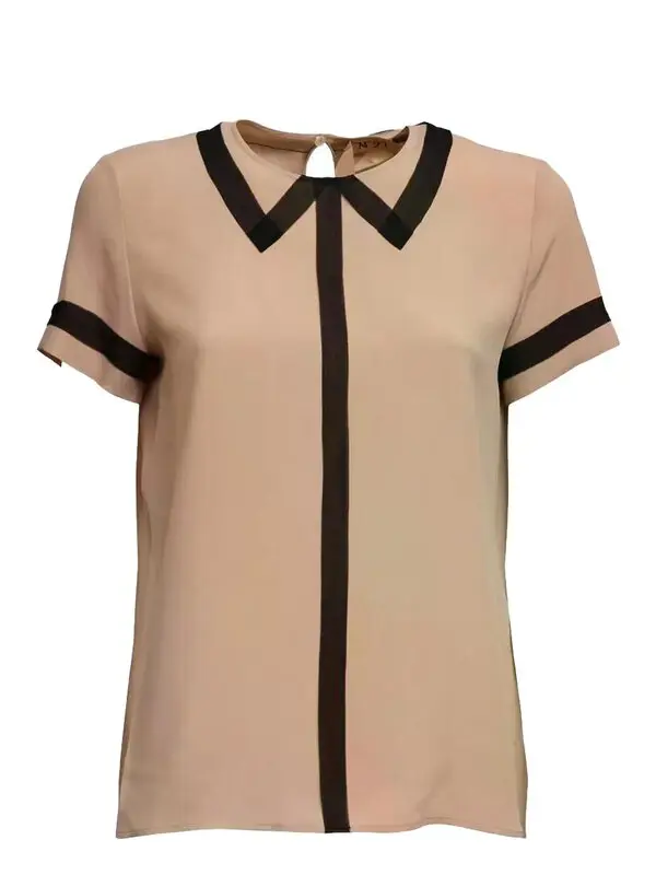 N°21 Blouse With Black Trims - Neutrals