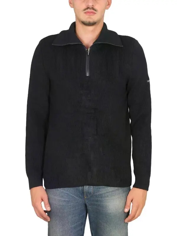Saint James Zip-collar Knit Sweater - Blue