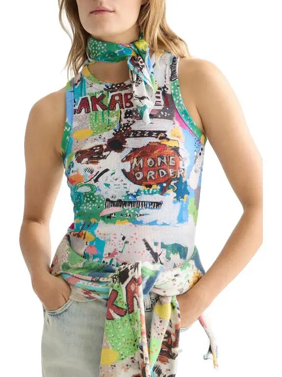 Scotch & Soda X Basquiat Print Rib Tank - Basquiat Unbreakable