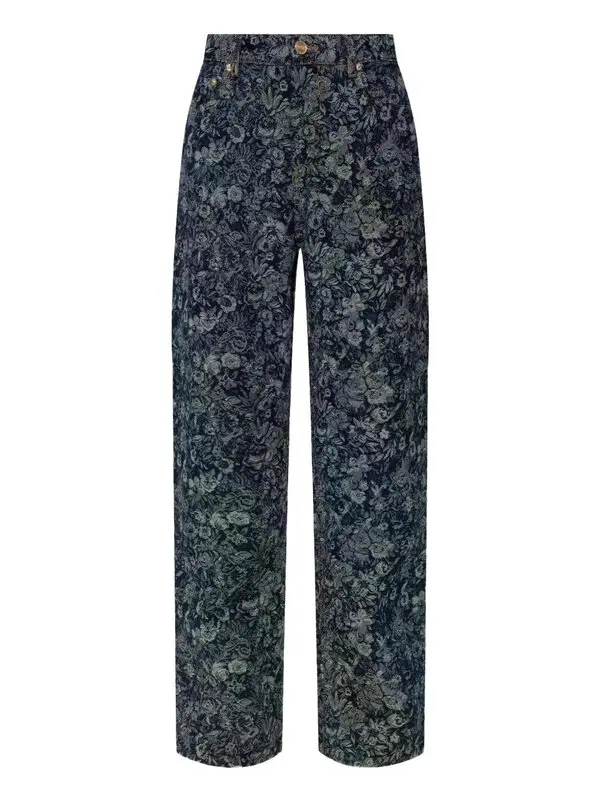 GANNI Floral-pattern Jeans - Blue