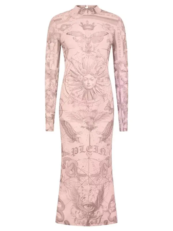 Philipp Plein Open-back Butterfly Tulle Dress - Pink