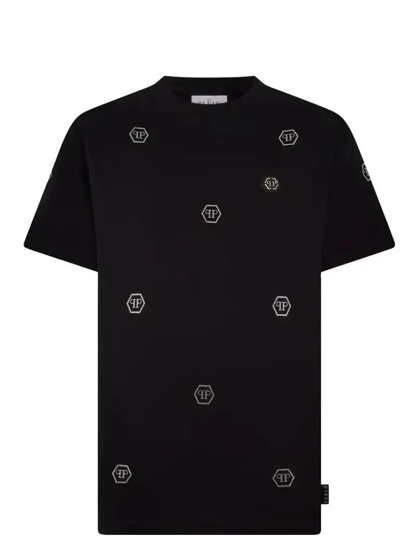 Philipp Plein Rhinestones Monogram T-shirt - Black